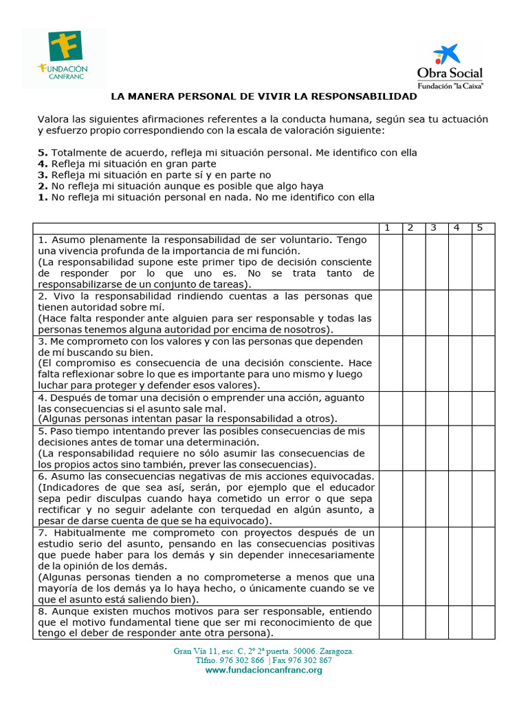 Reflexiones sobre la Responsabilidad Personal | PDF | Crecimiento ...