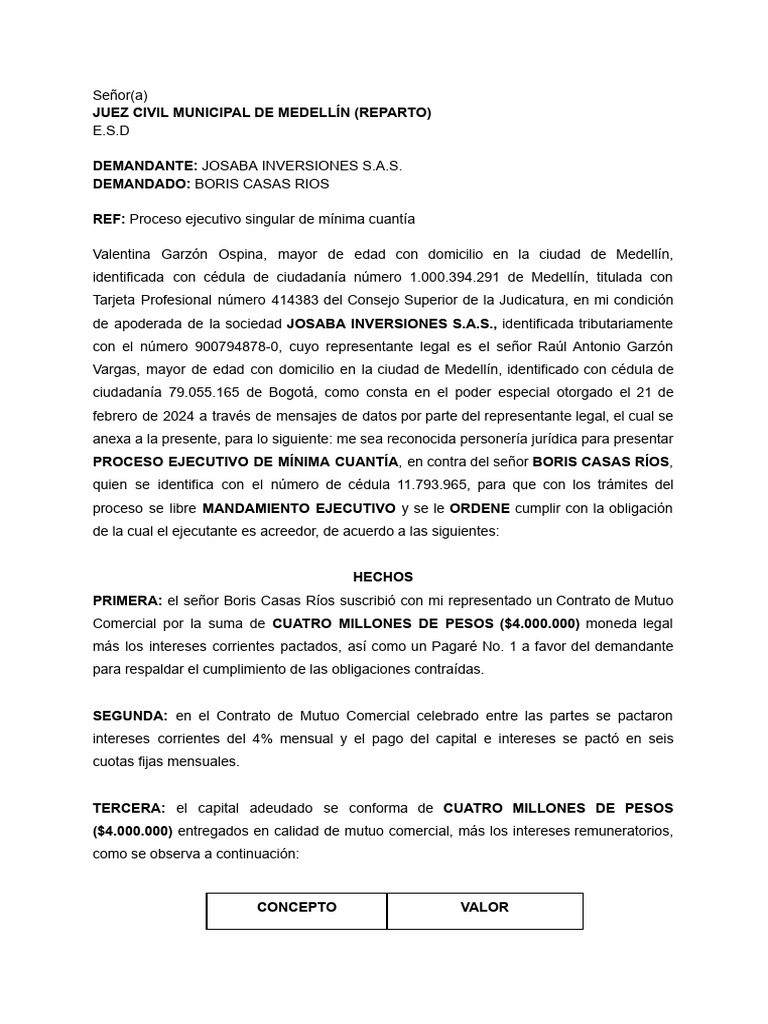 Proceso Ejecutivo: Josaba vs. Casas | PDF | Pagos