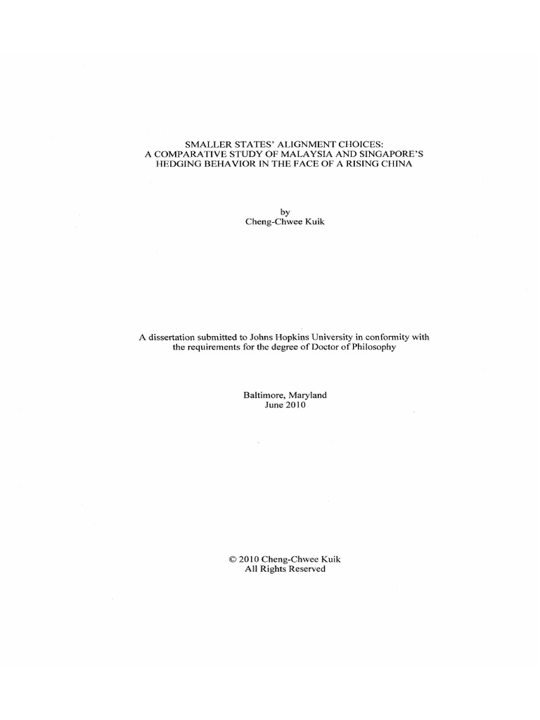 Smaller States' Alignment Choi | PDF | International Relations ...