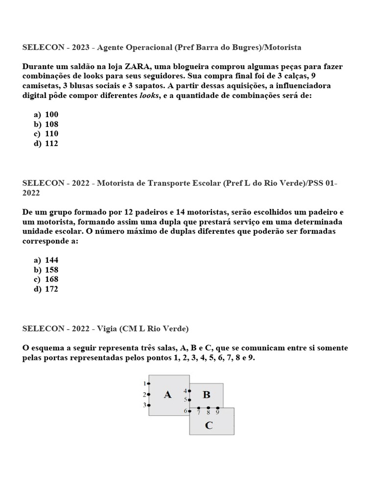 Questões de Matemática SELECON 2022-2023 | PDF | Cor | Economia