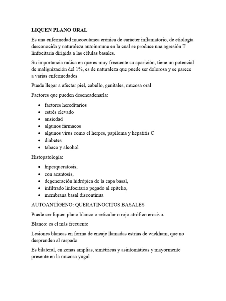 Liquen Plano Oral | PDF