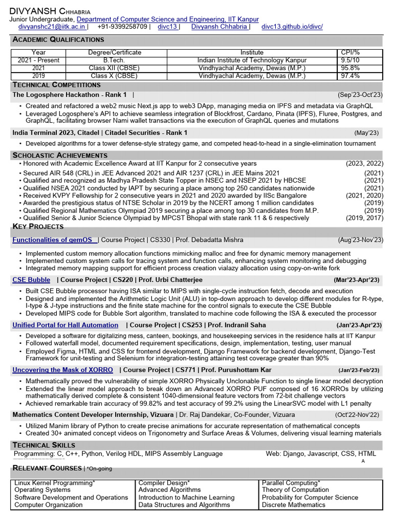 Divyansh Chandra Iitk | PDF