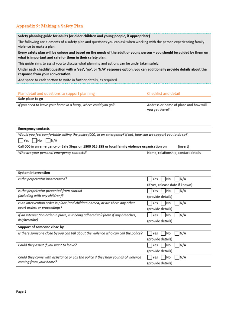 Safety Planning Guide for Family Violence | PDF | Violence | Domestic ...