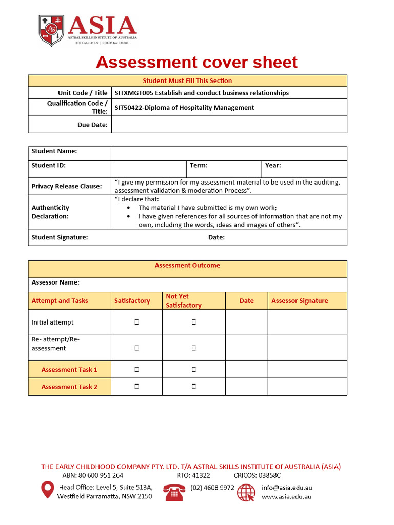 SITXMGT005 Student Assessment Tasks | PDF | Negotiation | Plagiarism