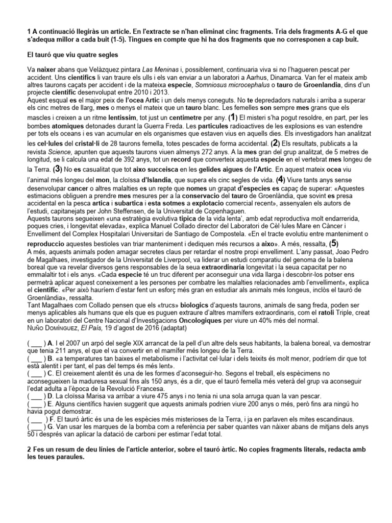 El Tauró Que Viu Quatre Segles Fer Via c12 PP 112 113 ACCENTS | PDF