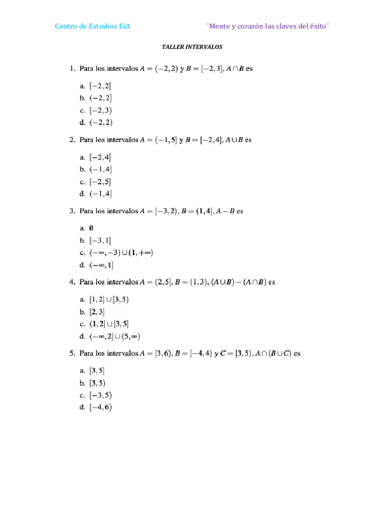 Taller Intervalos | PDF