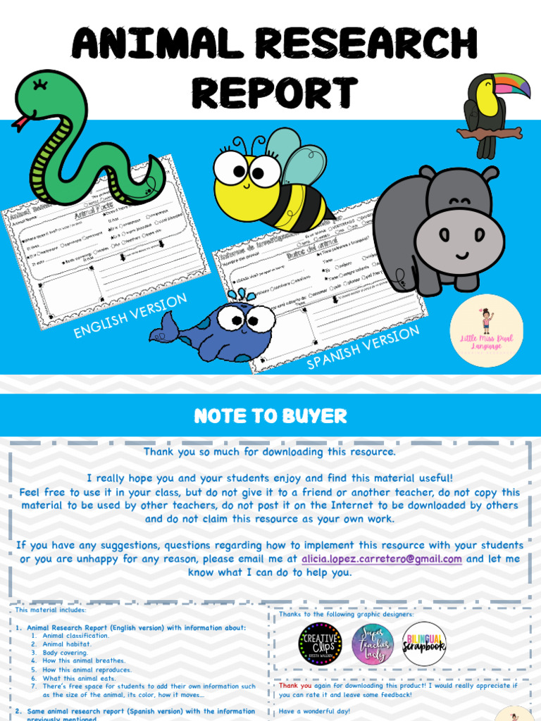 Animal Research Report Template | PDF | Eukaryotes | Zoology