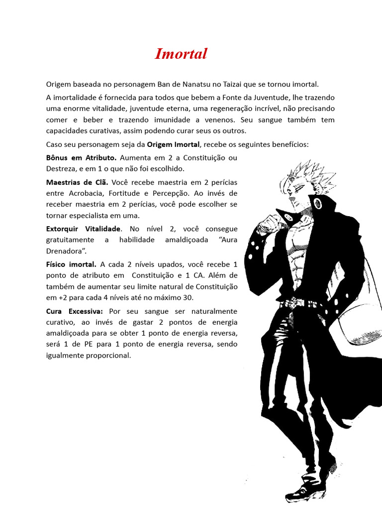 Habilidades e Tesouro de Ban Imortal | PDF | Física | Imortalidade