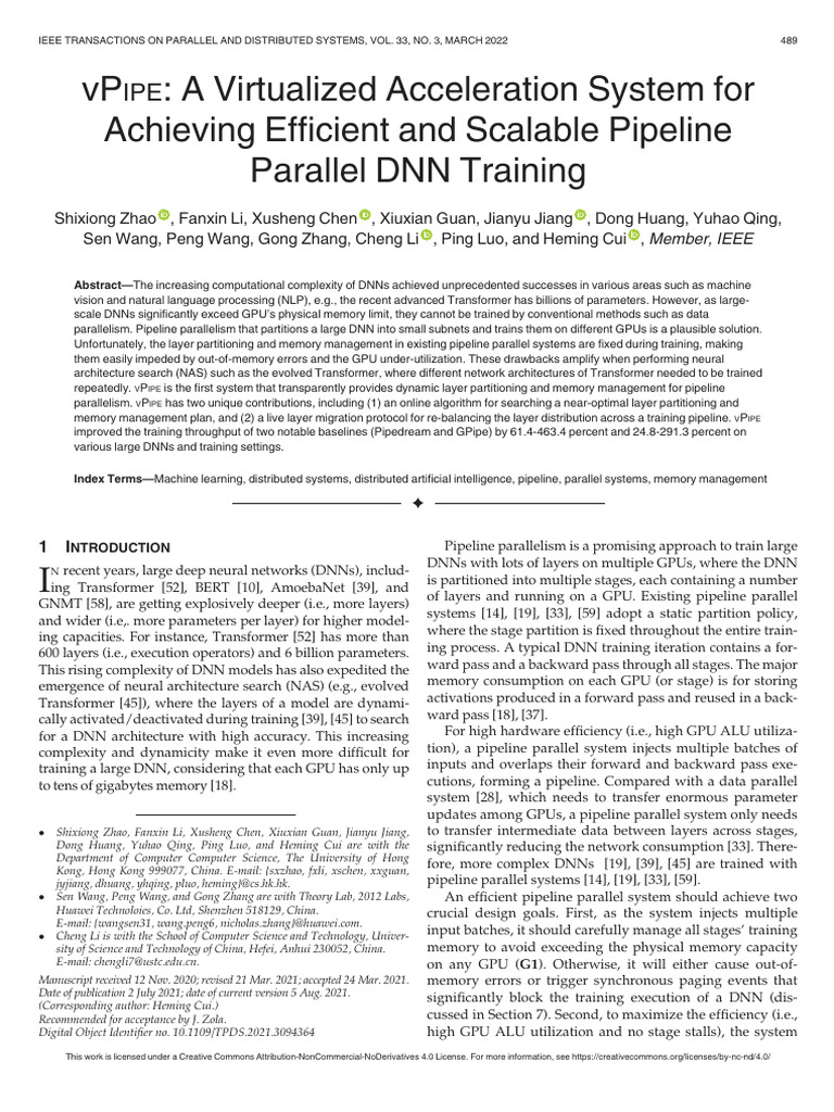 Vpipe A Virtualized Acceleration System For Achieving Efficient and Scalable Pipeline Parallel ...