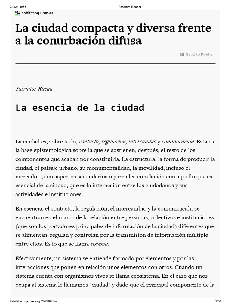 La Ciudad Compacta y Diversa Frente A La Conurbación Difusa | PDF | Transporte | La congestión ...