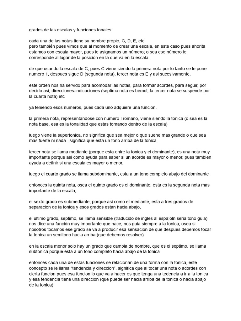 Grados Escala | Descargar gratis PDF | Escala (música) | Acorde (Música)
