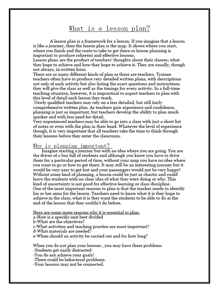 What Is A Lesson Plan | PDF | Teachers | Lesson Plan