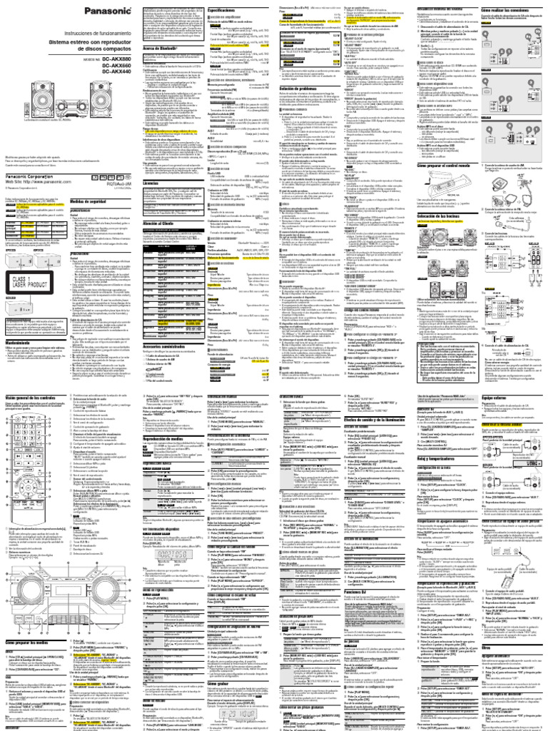 Manual Sistema Panasonic | PDF | USB | Bluetooth