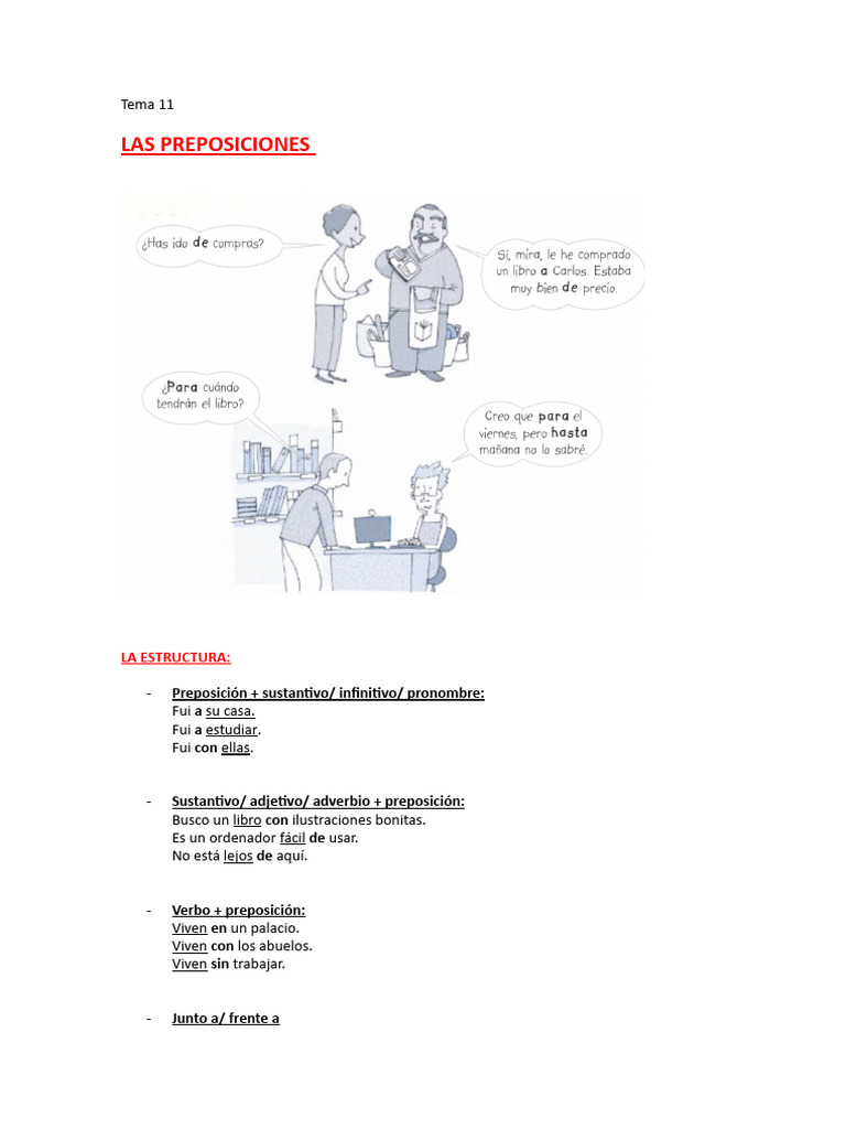 Las Preposiciones | PDF