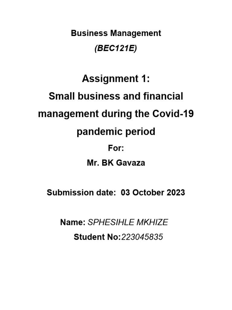 Business Management Assignment 1 | PDF | Equity (Finance) | Working Capital