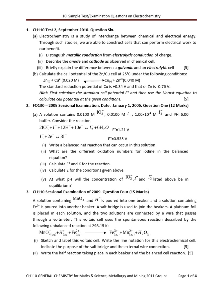 10 Electrochemistry | PDF