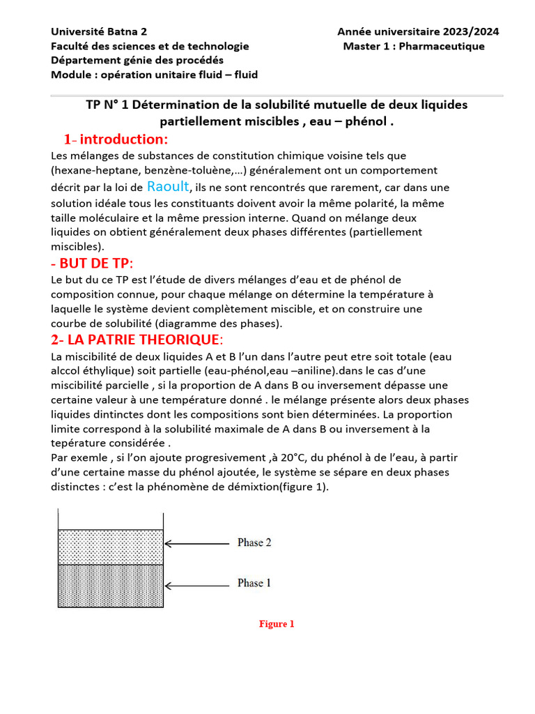 TP Opération Unitaire Fluid-Fluid | PDF | Sciences et mathématiques