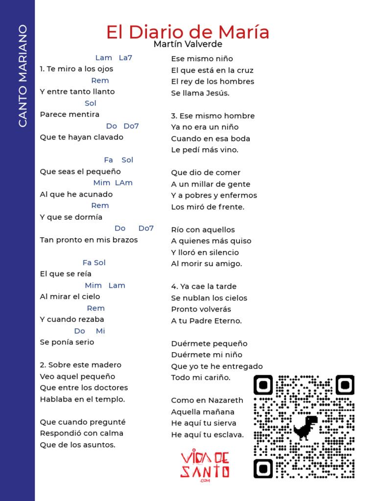 El Diario de Maria Acordes y Letra Canto Mariano para El Rosario | PDF
