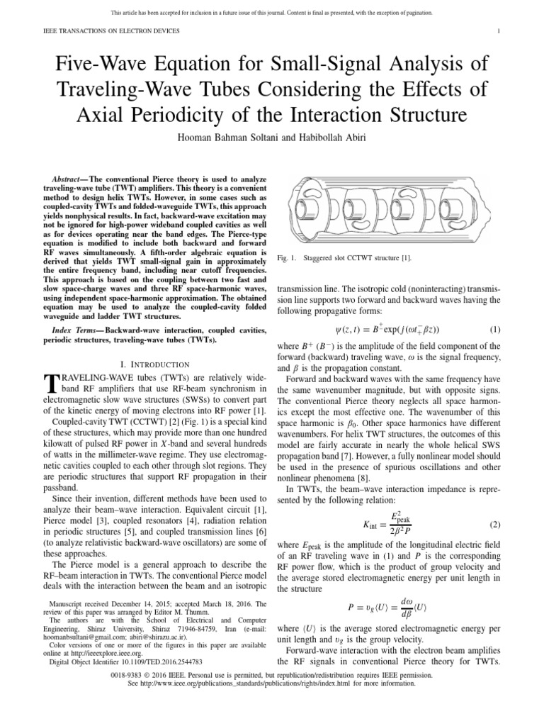 Five Wave Equation For Small Signal Anal | PDF | Waves | Electricity