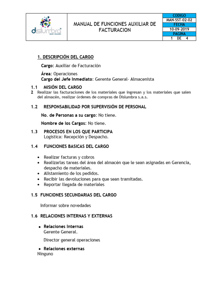 Man SST 02 02 Auxiliar de Facturacion | PDF | Higiene Man SST 02 02 Auxiliar de Facturacion | PDF | Higiene
