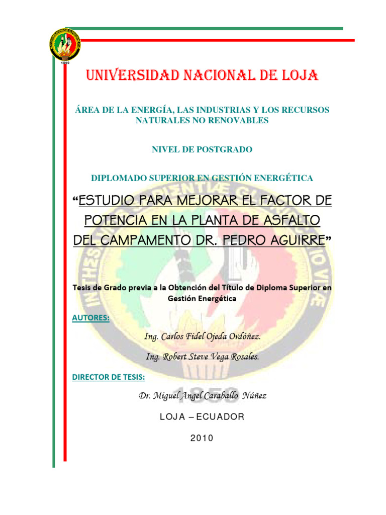 Ojeda Ordóñez, Carlos Fidel, Vega Rosales, Robert Steve | PDF | Energia ...