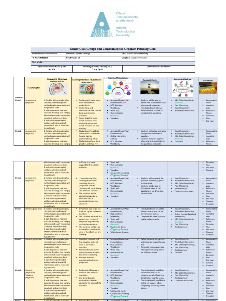 5th Year Planning Grid DCG | PDF | Perspective (Graphical)