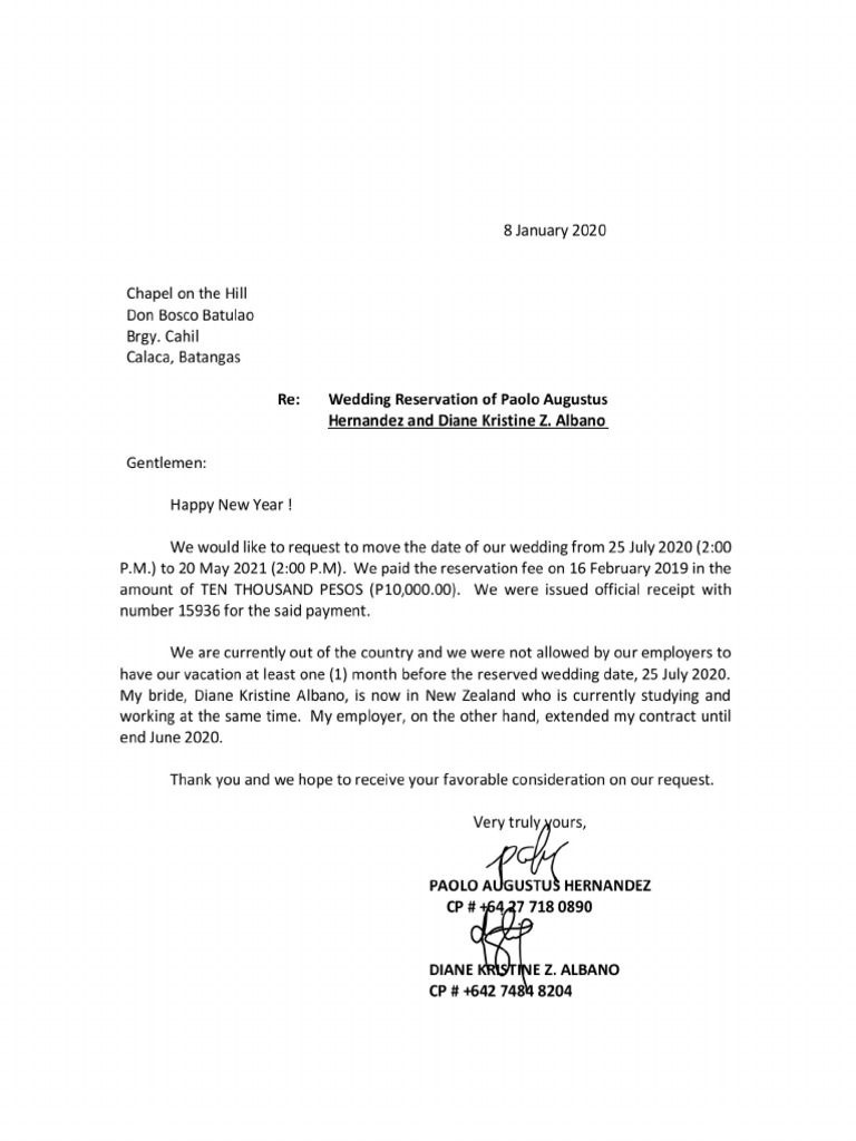 Letter For Church Wedding | PDF