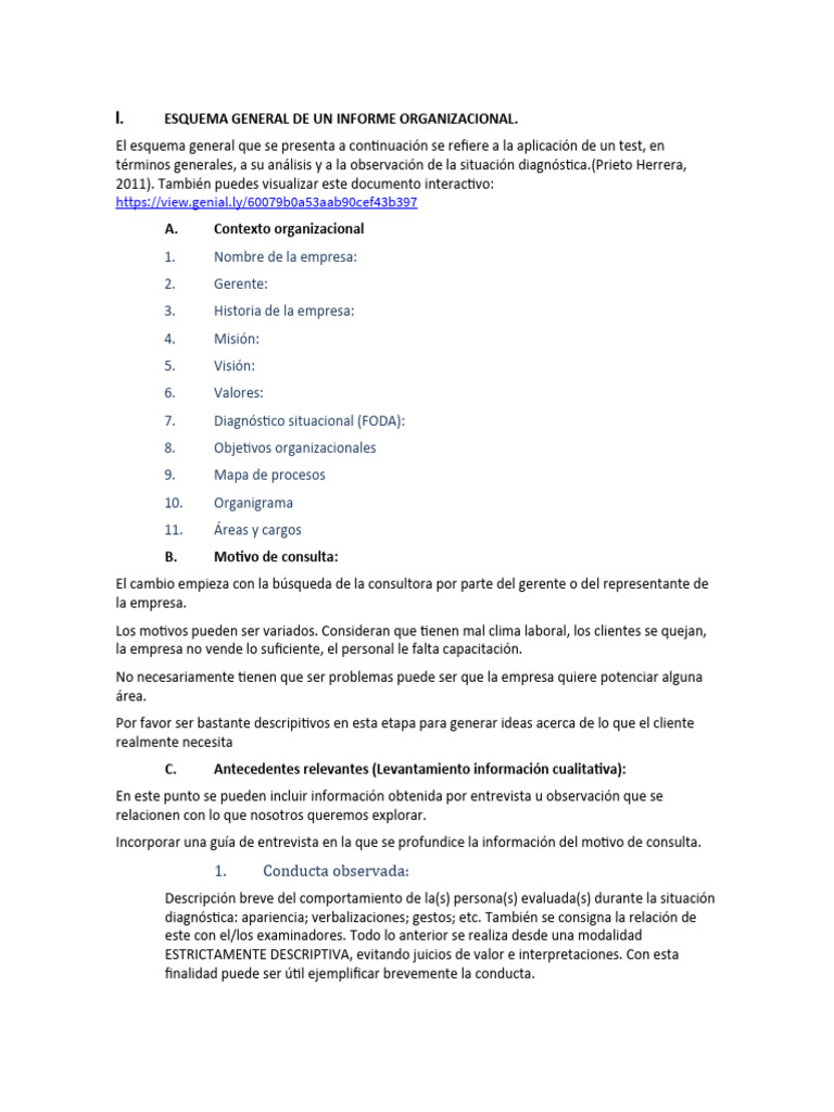 Esquema de Un Informe Organizacional | PDF | Business | Investigación cuantitativa