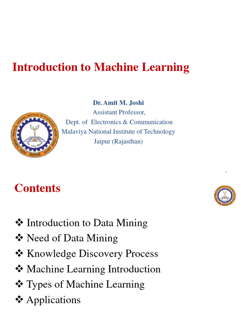 ML Lect1 | PDF | Machine Learning | Data Mining