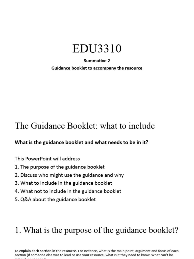 Guidance Booklet How To | PDF