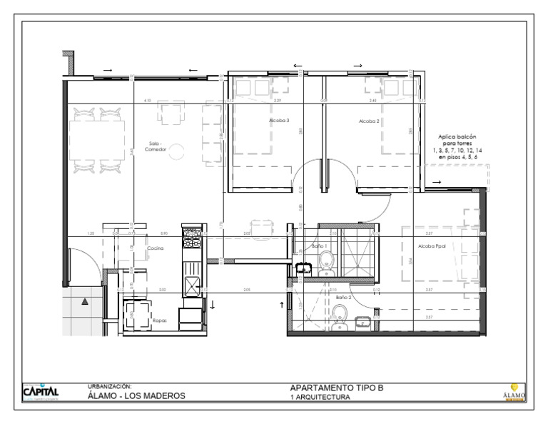 1 - Arquitectura-Apartamento Tipo B | PDF