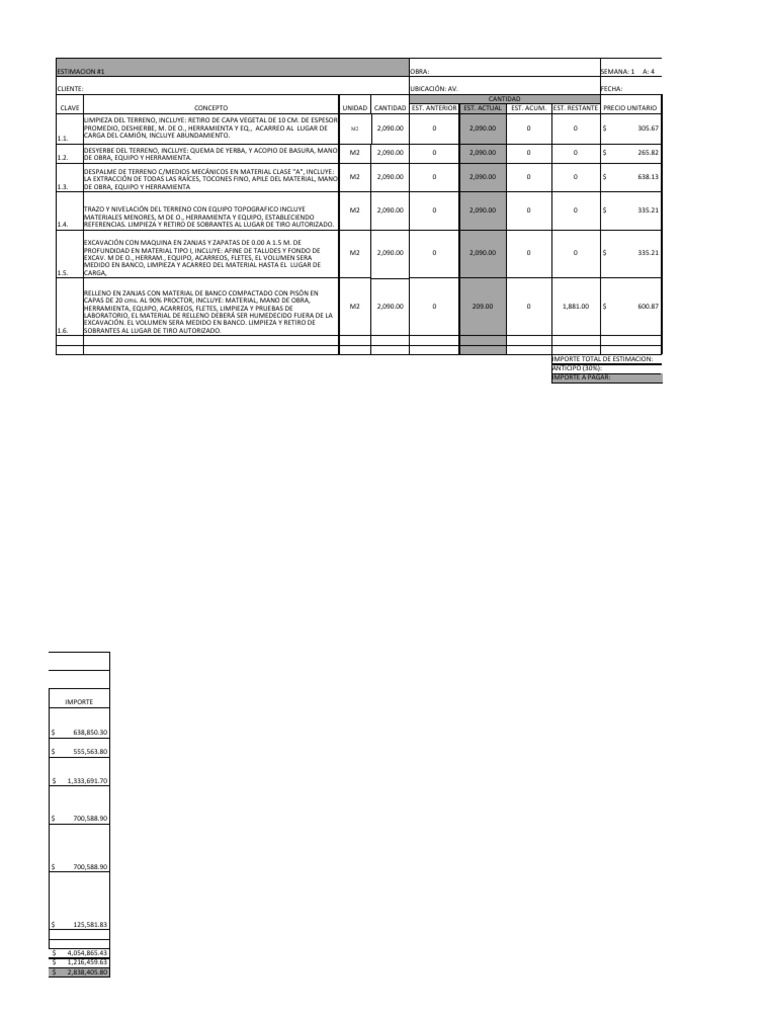 Estimacion de Obra - Adminnn | PDF