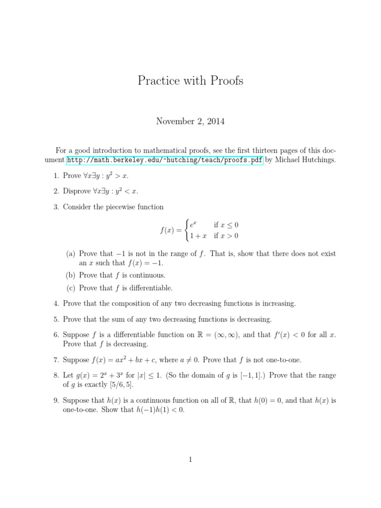 Proof Practice | PDF | Mathematical Proof | Function (Mathematics)