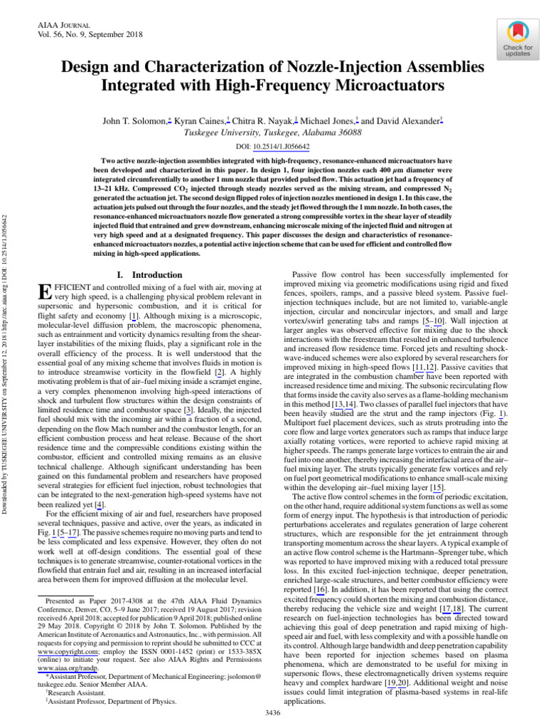 Design and Characterization of Nozzle-Injection Assemblies | PDF | Jet Engine | Fuel Injection