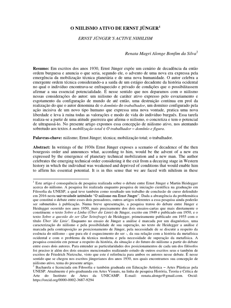 O Niilismo Ativo de Ernst Junger ERNST J | PDF | Niilismo | Friedrich ...