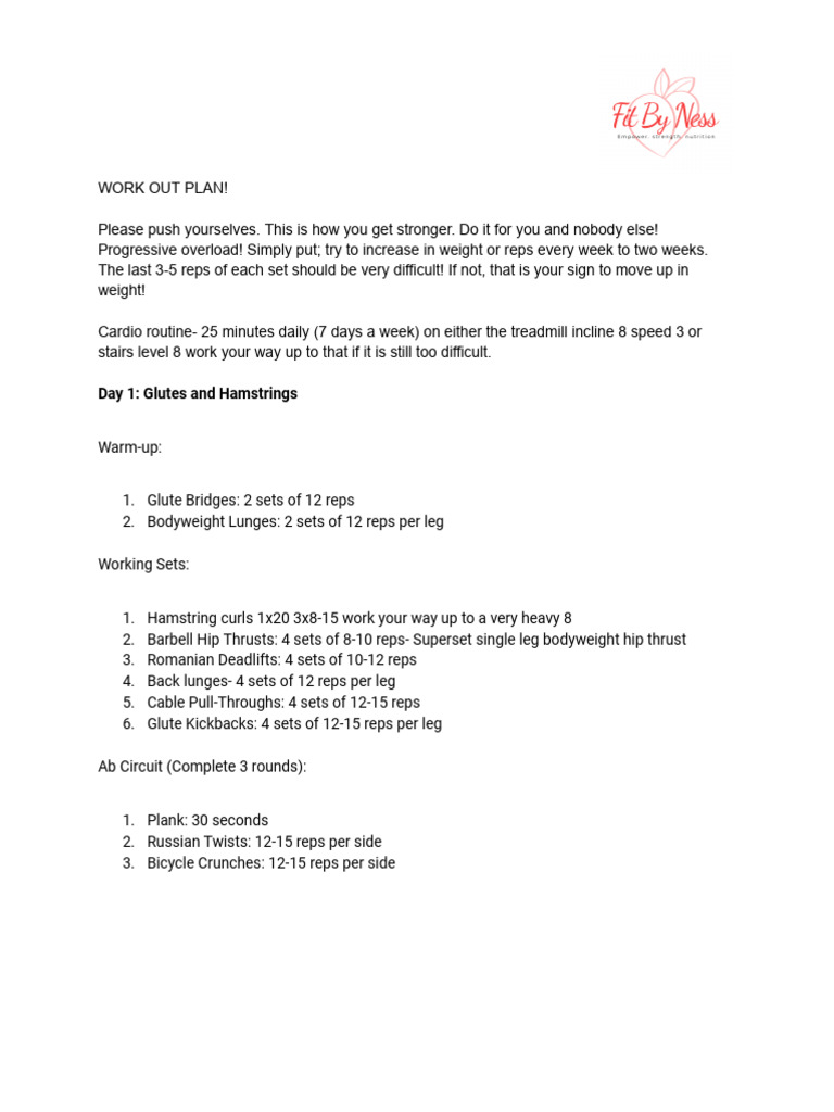 Work Out Plan (Athletes) | PDF | Weight Training | Weight