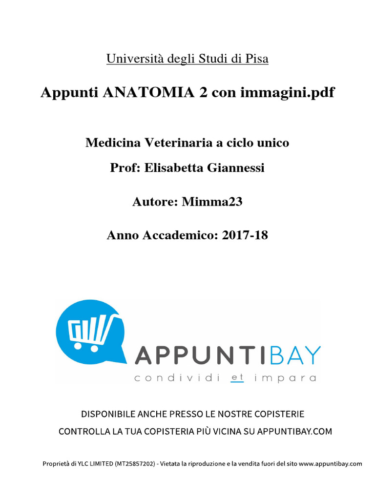 Appunti ANATOMIA 2 Con Immagini | PDF