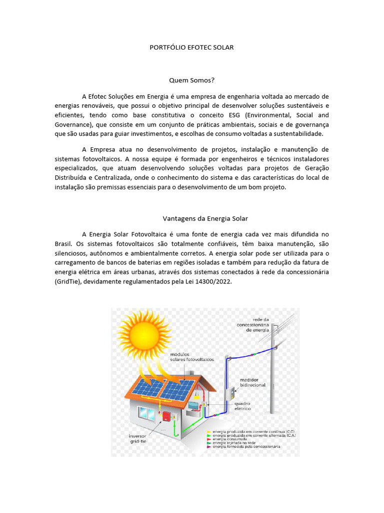 Portfólio Efotec Solar | PDF | Energia solar | Fotovoltaica
