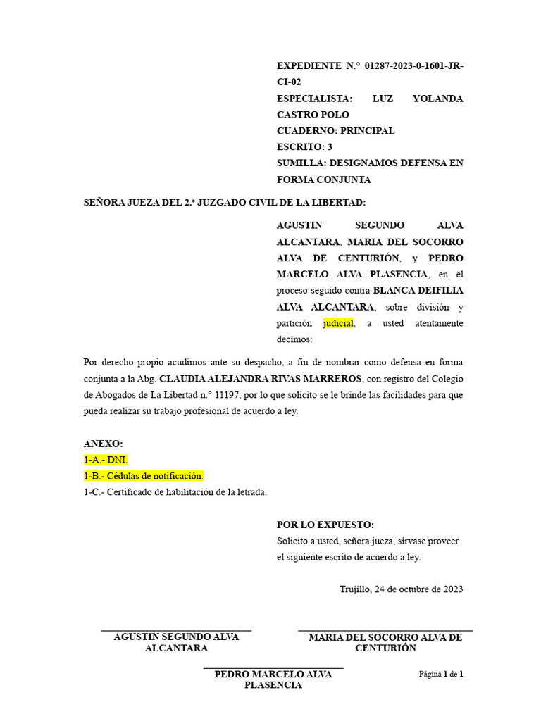 Escrito N.° 3, Defensa Conjunta | PDF | Justicia | Crimen y violencia