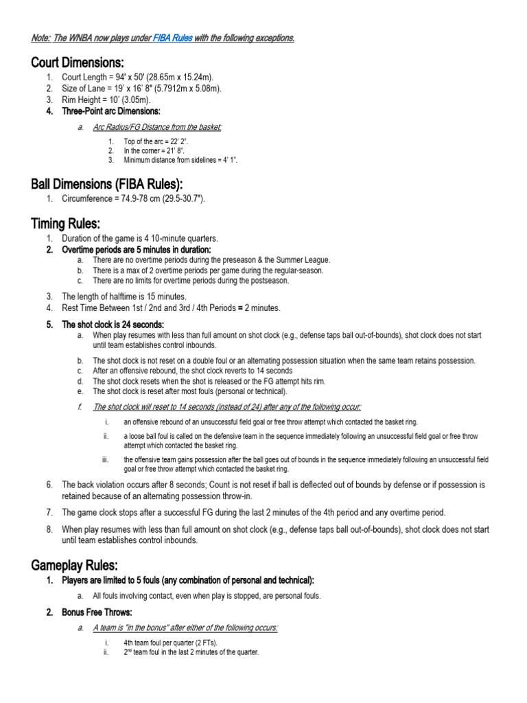 New Wnba Rules | Download Free PDF | Team Sports | Rules New Wnba Rules | Download Free PDF | Team Sports | Rules