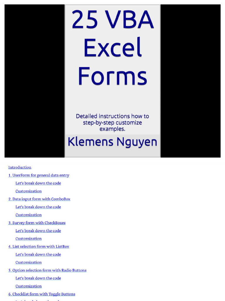 25 VBA Excel Forms - Detailed Instructions How To Step-By-Step ...