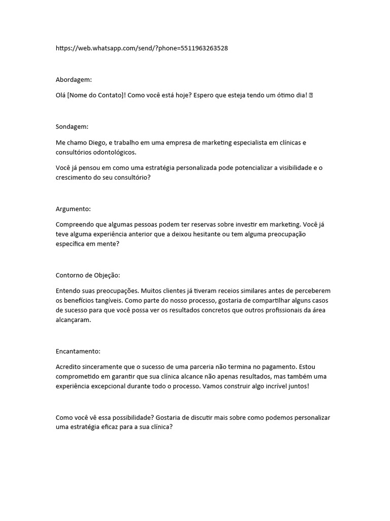 Script de Vendas para Consultórios e Clínicas | PDF