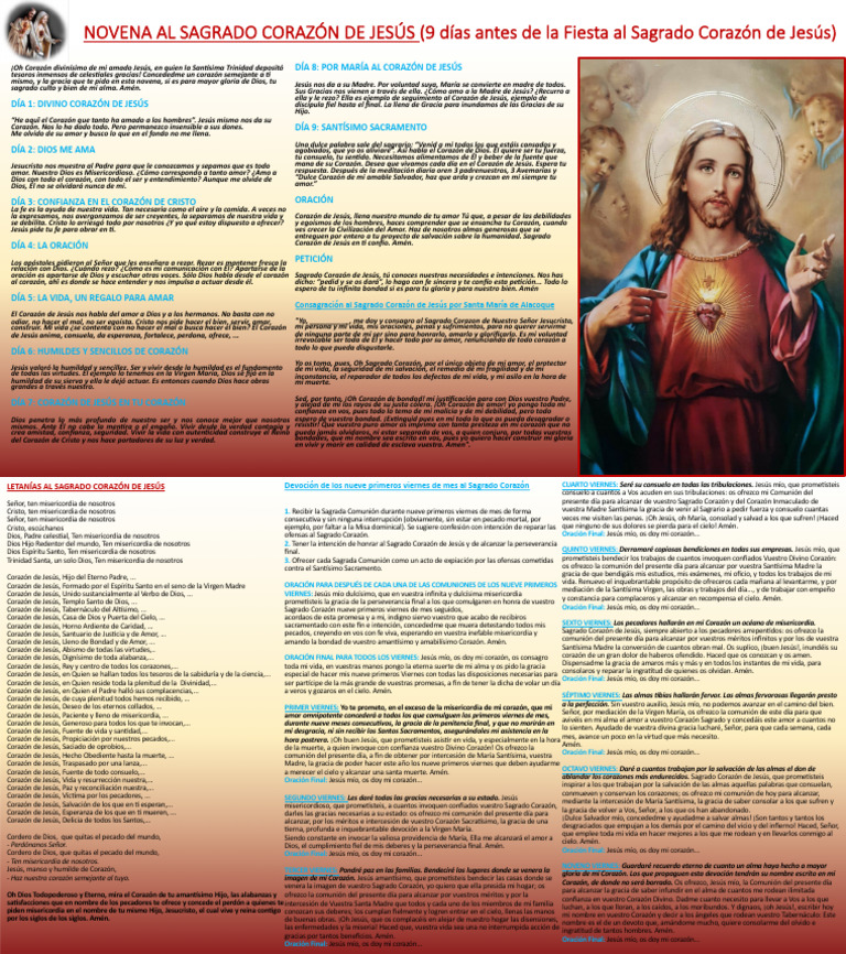 Novena Al Sagrado Corazón De Jesús Pdf Oración Intercesión
