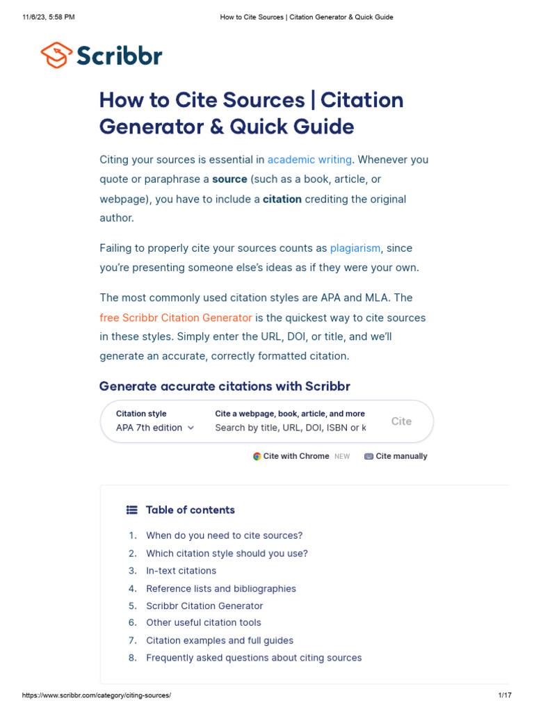 How To Cite Sources - Citation Generator & Quick Guide | PDF | Citation ...