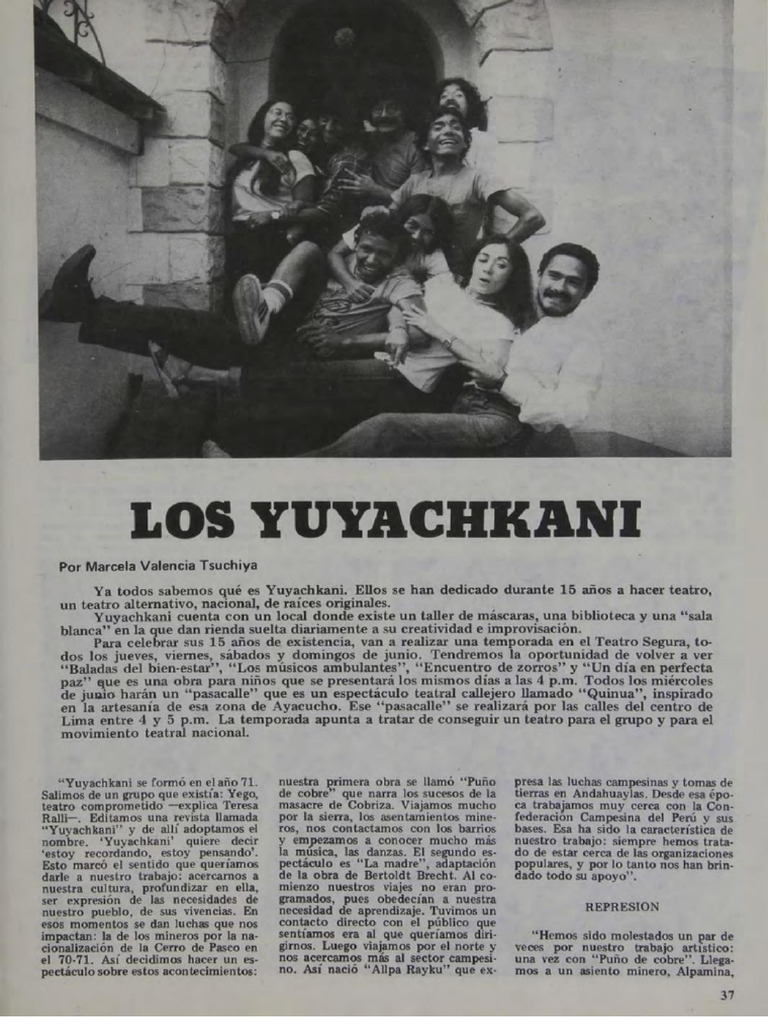 Los Yuyachkani (Entrevista Al Grupo Peruano de Teatro Yuyachkani) | PDF