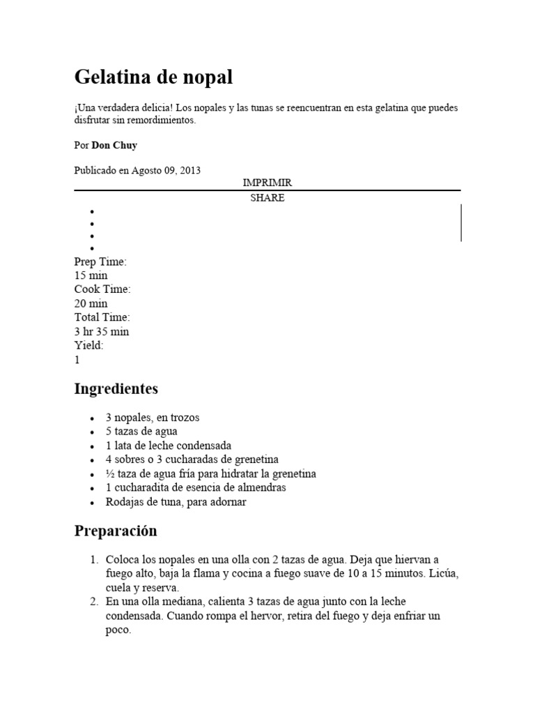 Gelatina de Nopal | PDF