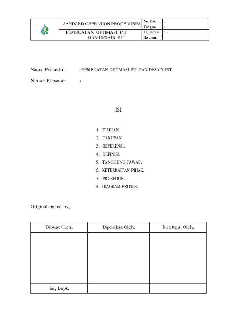 SOP Optimasi dan Desain Pit Tambang | PDF
