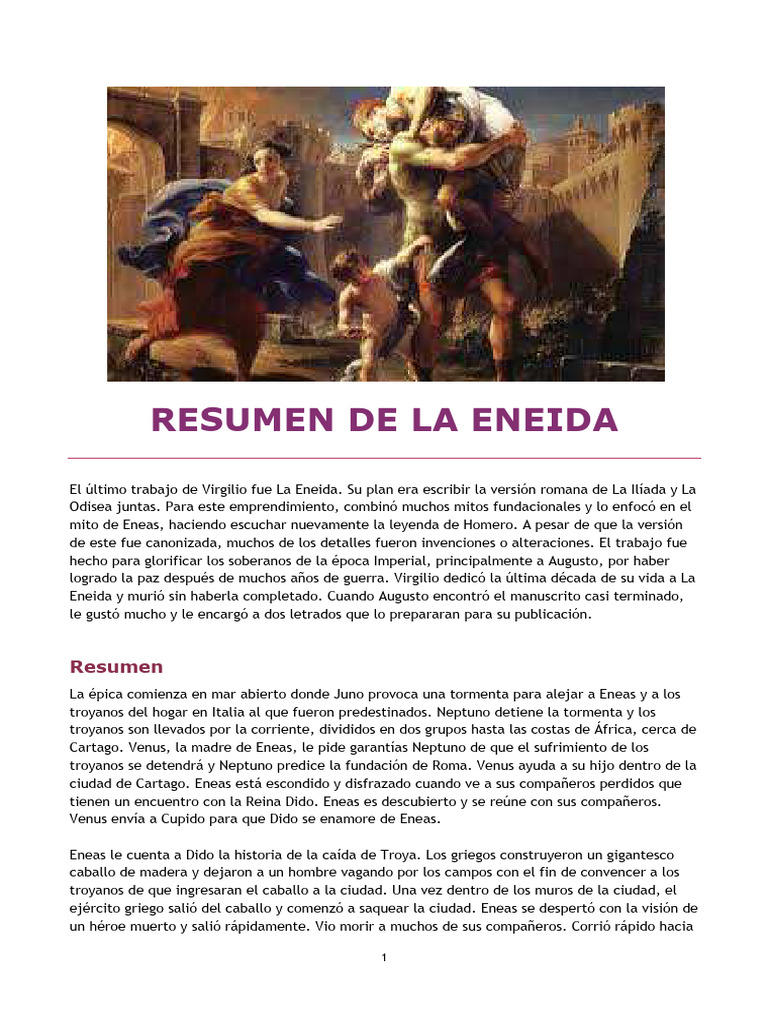 Resumen de La Eneida | PDF | Eneas | Eneida