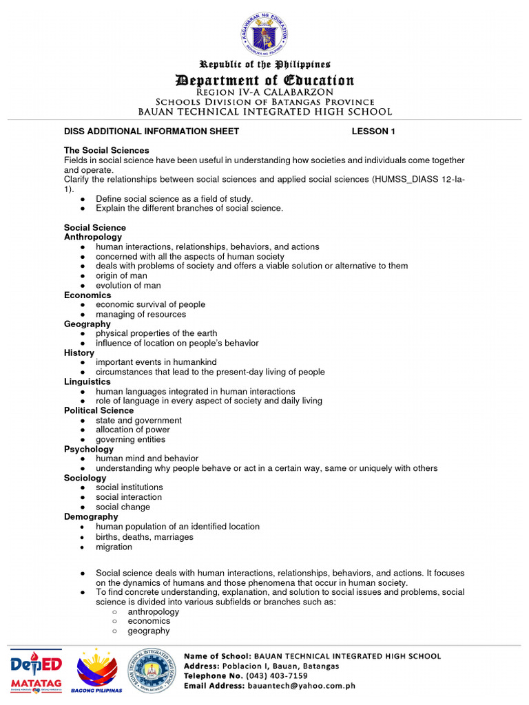 Diass Grade 11 Humss | PDF | Social Sciences | Psychotherapy