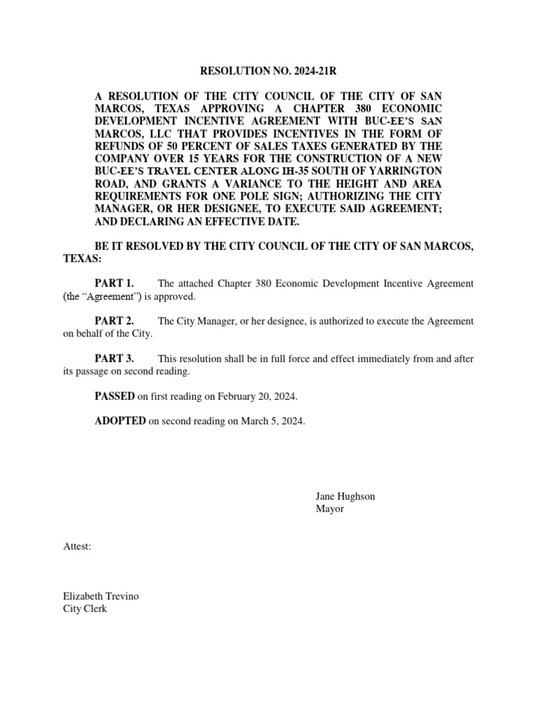 San Marcos City Council Resolution | PDF